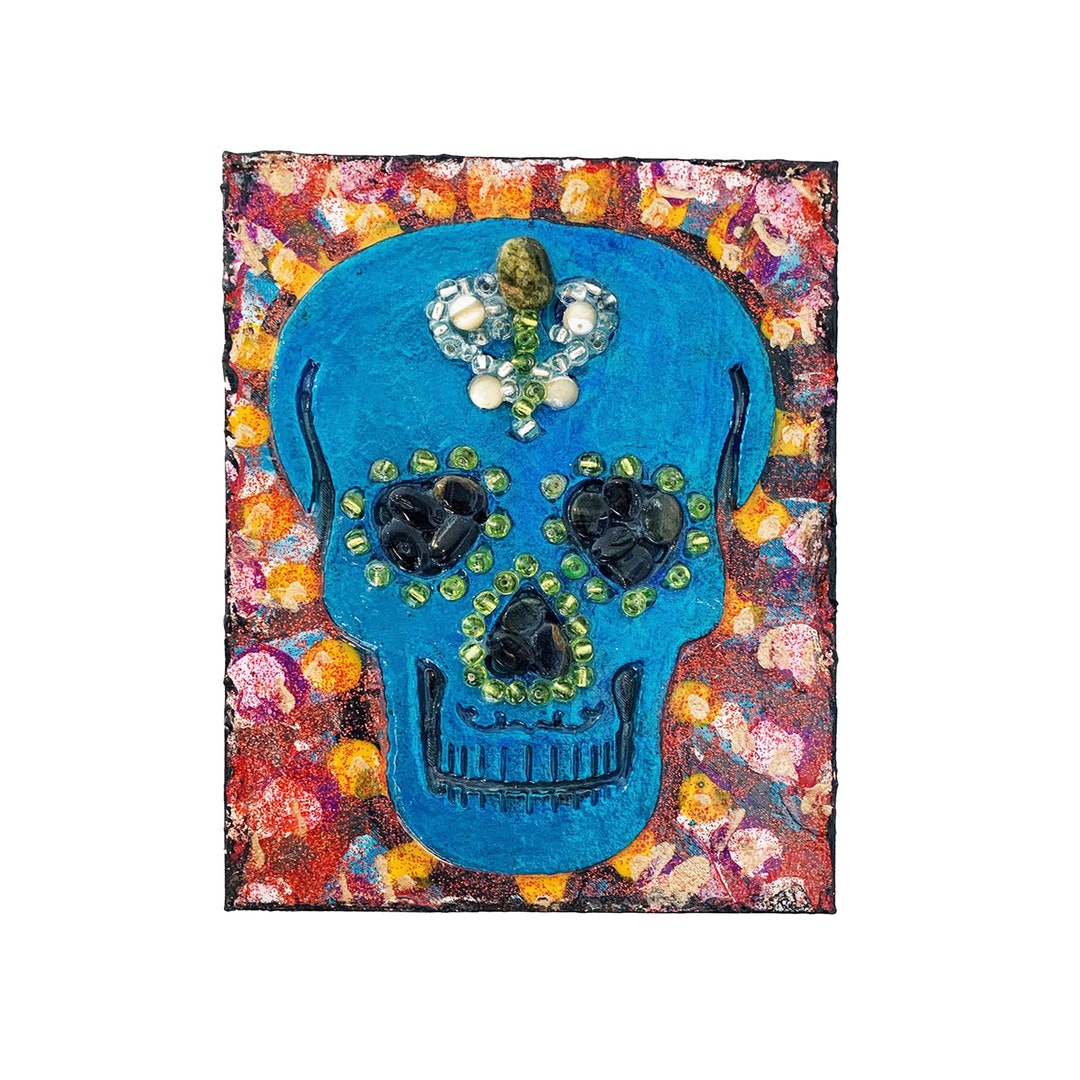 Blue Sugar Candy Skull Art. 3D Printed and Hand Painted. - Etsy