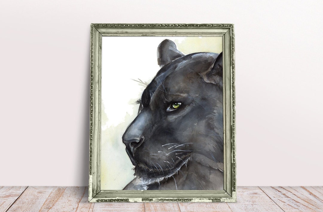 Hand-painted Watercolor Panther Art - Unique Handmade Painting ...