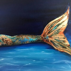 Mermaid Original Oil Painting on Canvas, Mermaid Artwork, Original ...