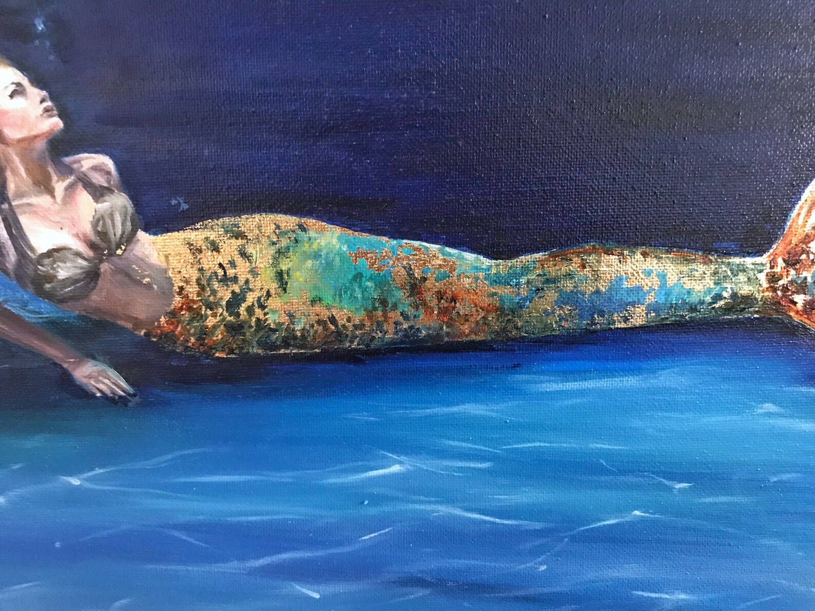 Mermaid Original Oil Painting on Canvas Mermaid Artwork | Etsy