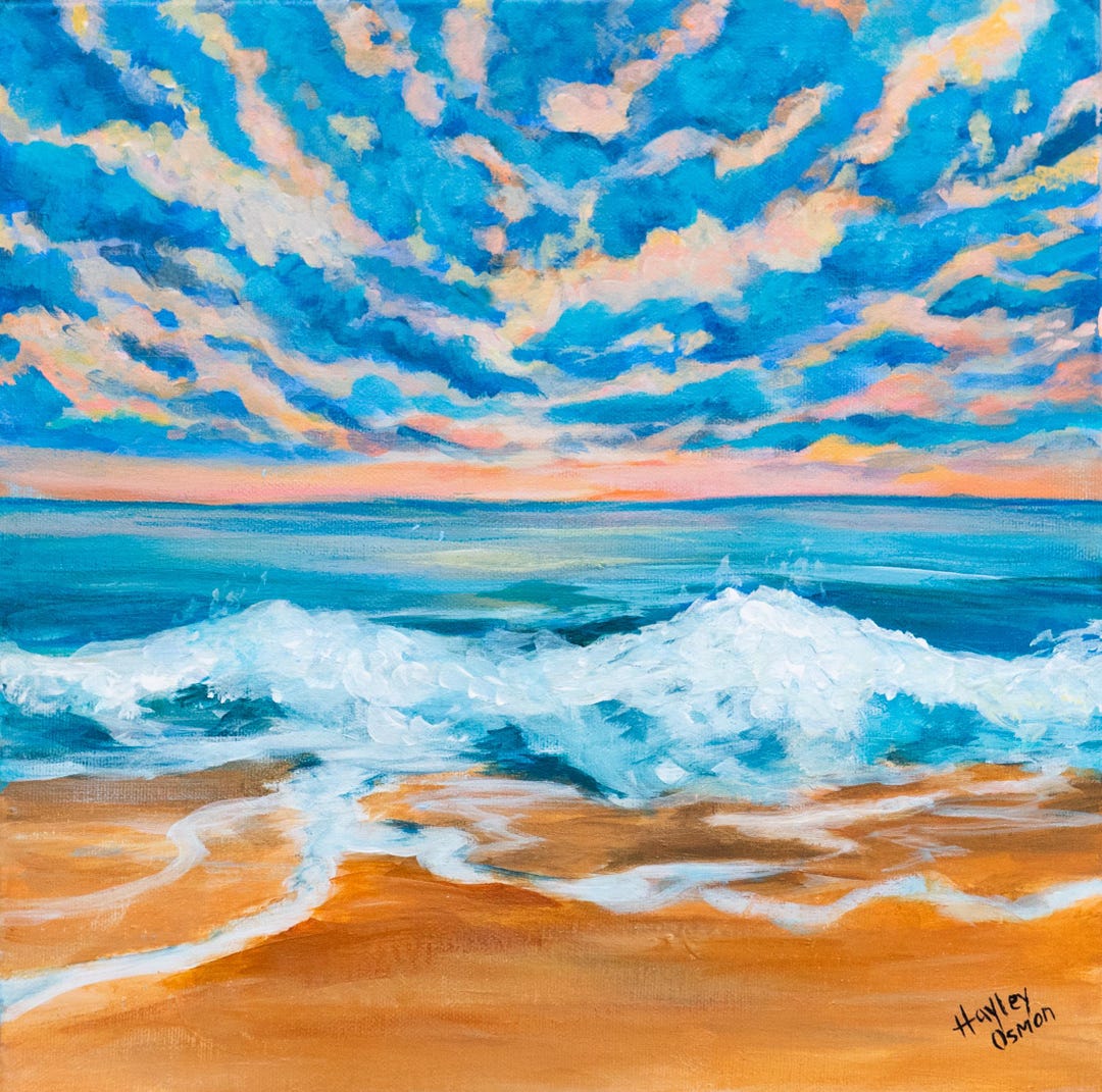 Ocean Wave Print, Beach Scene Artwork (8x8 Matted to 12x12) - Etsy