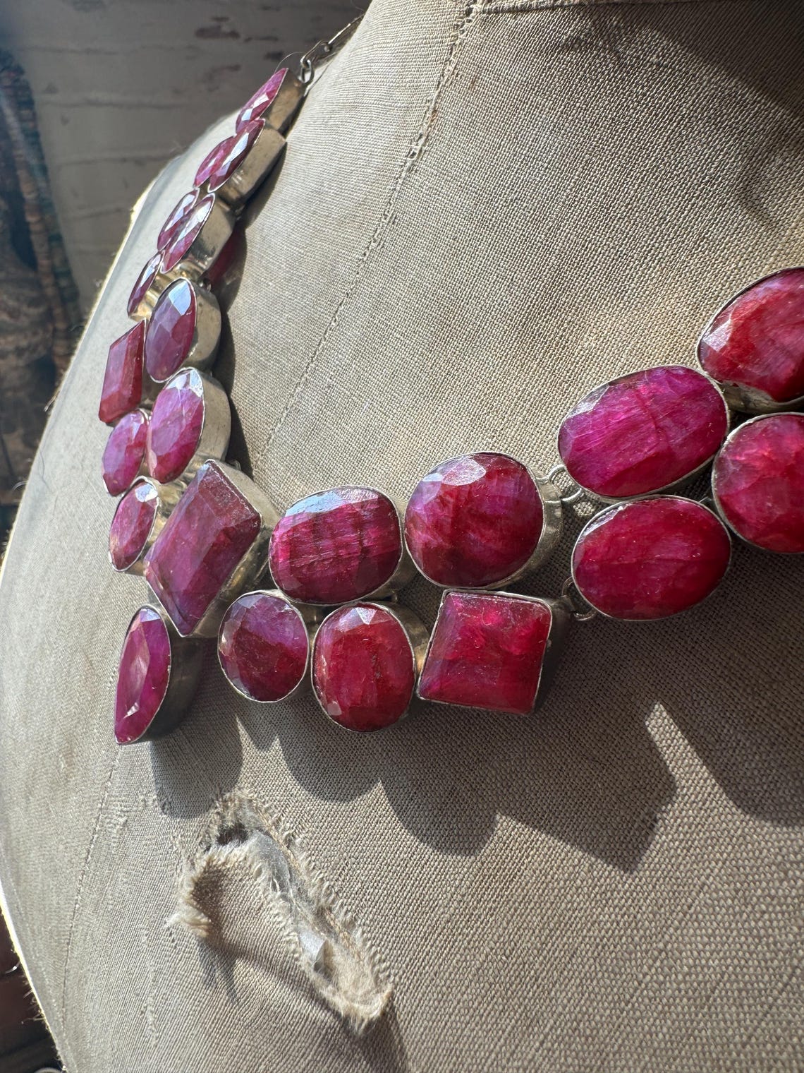 Modern Statement Ruby Necklace Large Stones Sterling Silver - Etsy