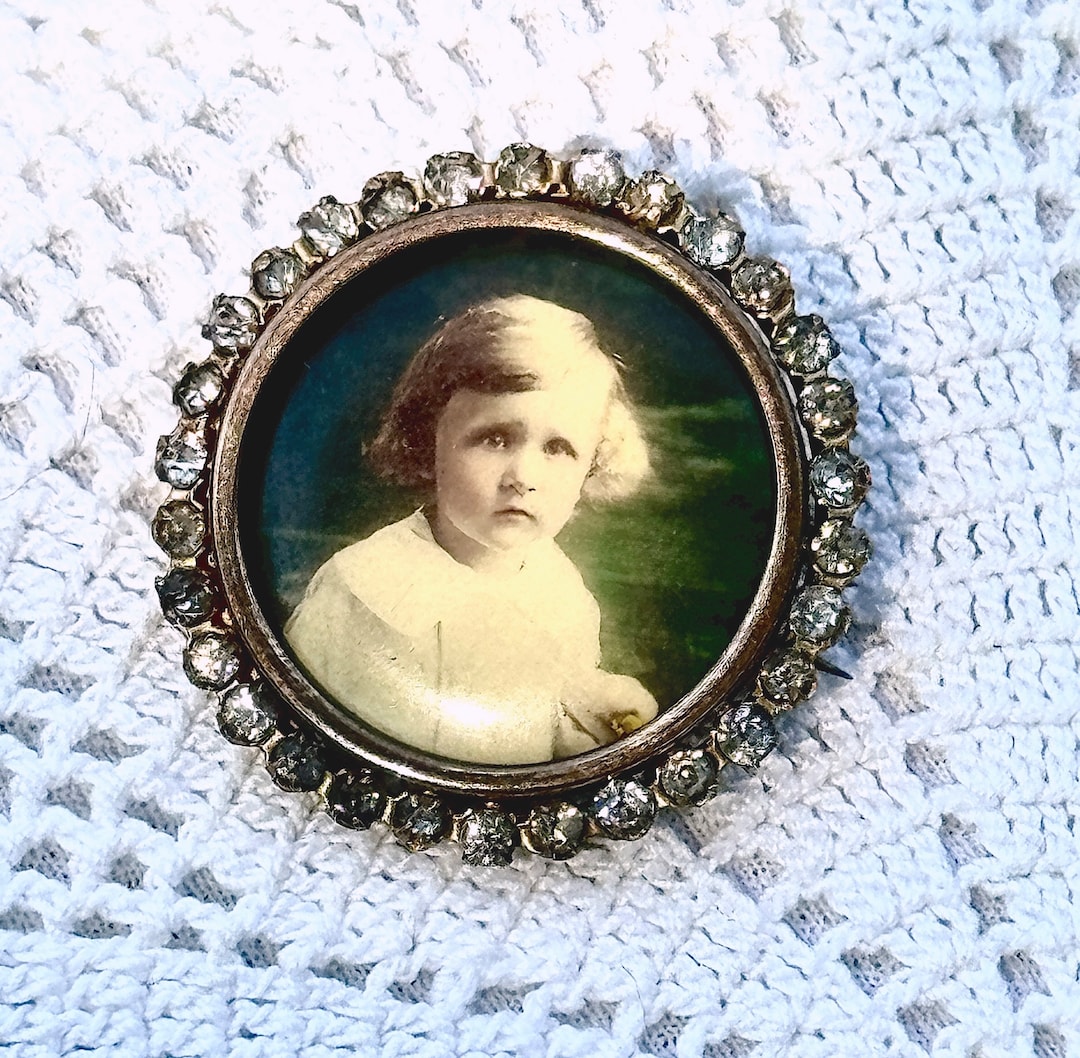 Charming Vintage Photo Pin Young Child, Rhinestones - Etsy