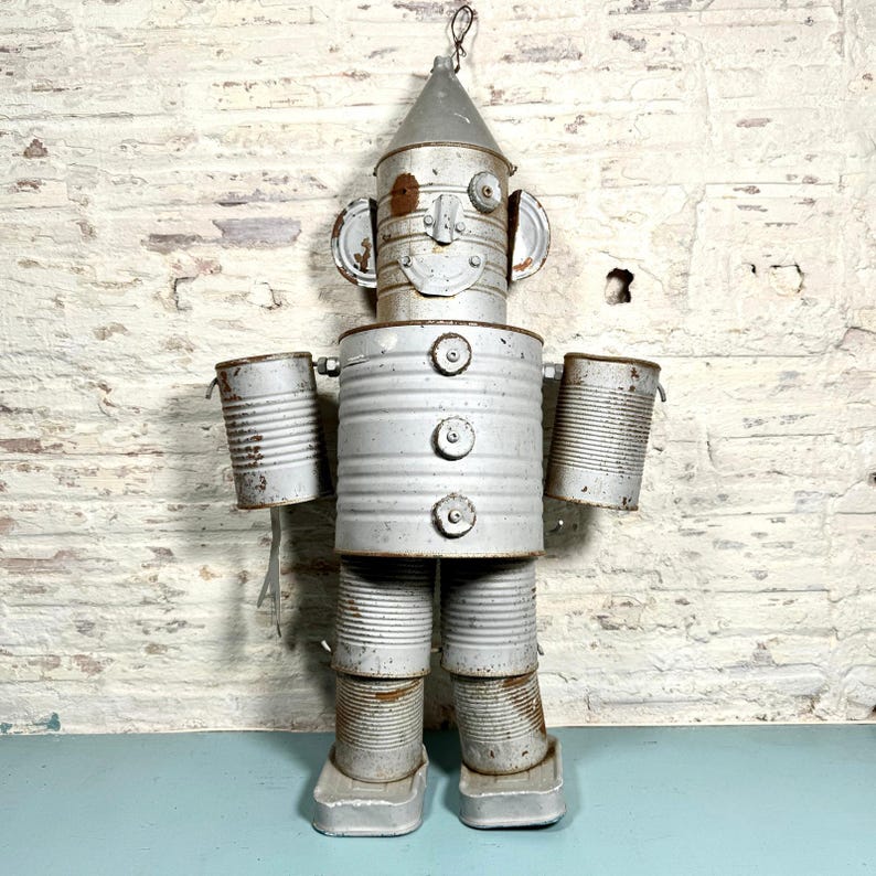 Vintage Can Tin Man Robot - Etsy