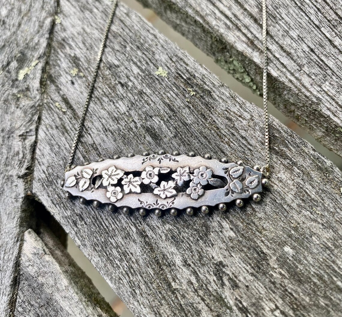 Antique English Sterling Pendant Necklace - Etsy