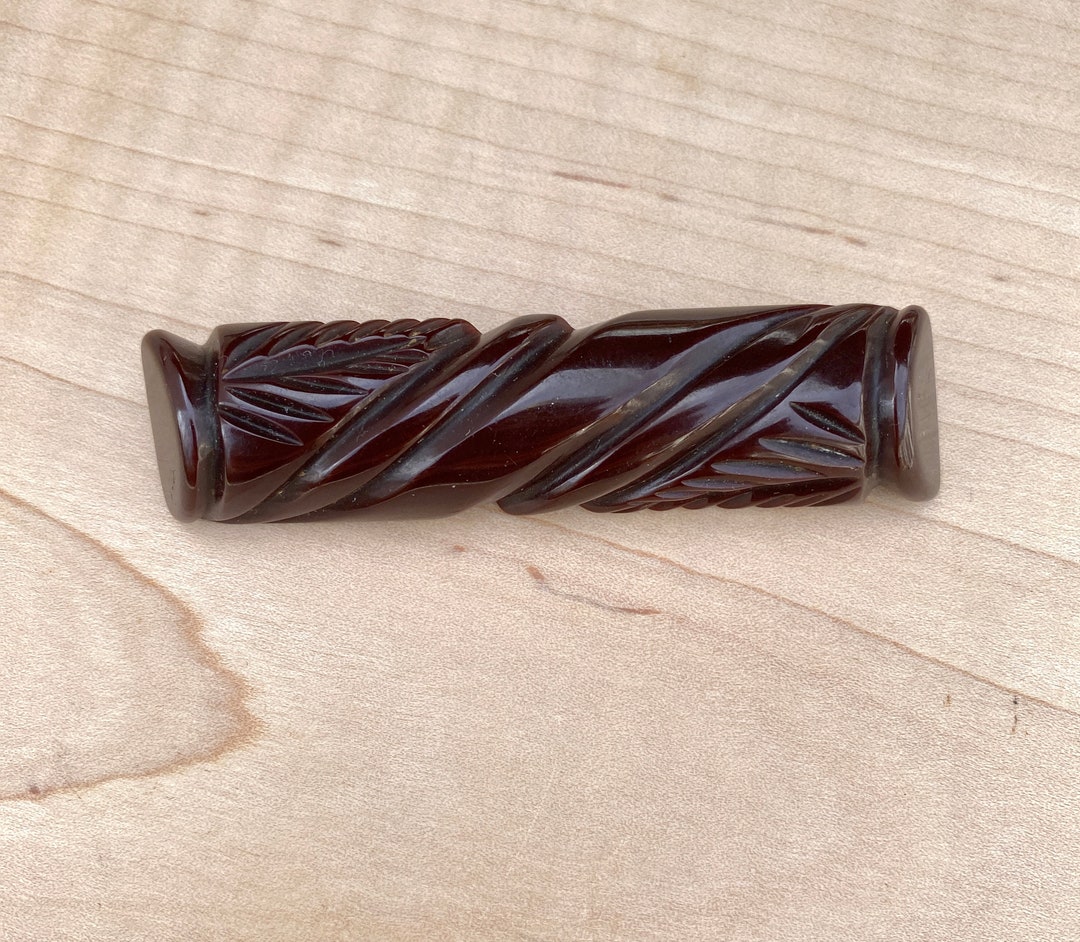 Bakelite Brown Carved Brooch - Etsy