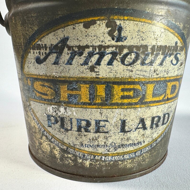 Vintage Armour's Shield Pure Lard Bucket - Etsy