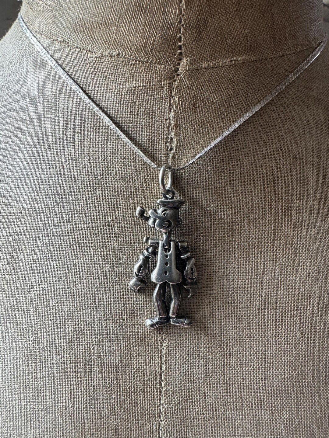 Vintage Popeye Charm Necklace Sterling Silver, Movable Arms & Legs - Etsy