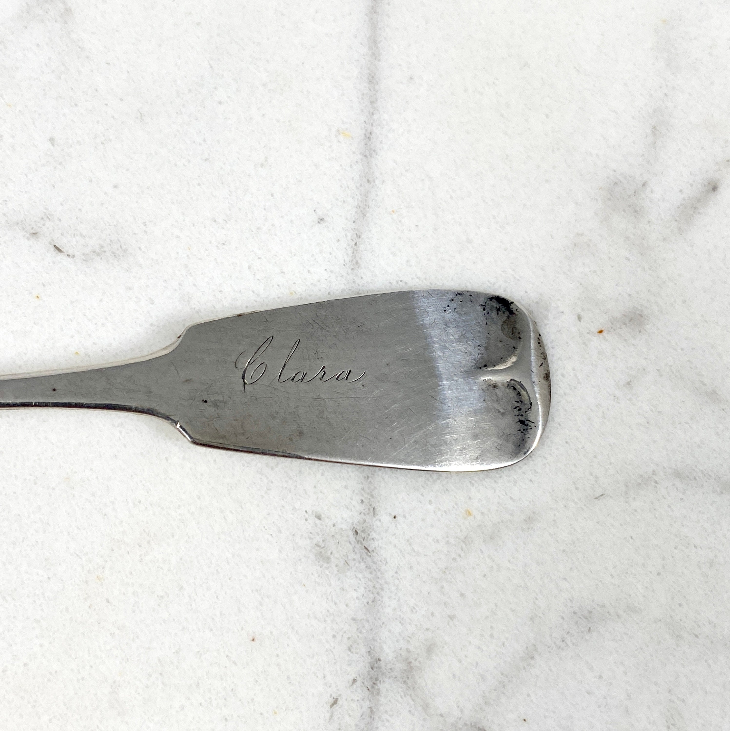 Antique Sterling Silver Spoon, Clara Engraved, Chocolate, Demitasse ...