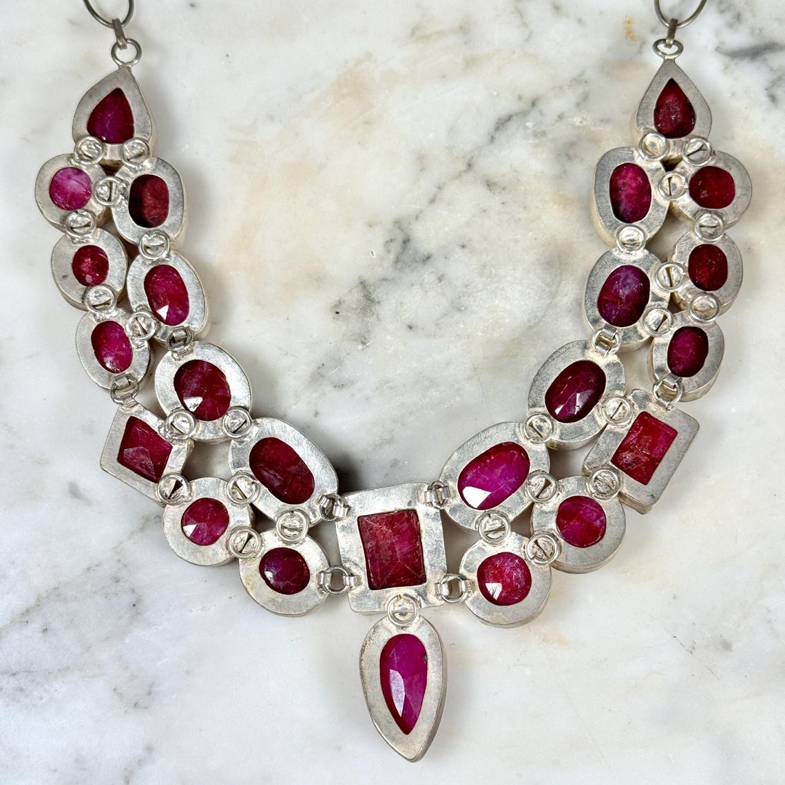 Modern Statement Ruby Necklace Large Stones Sterling Silver - Etsy