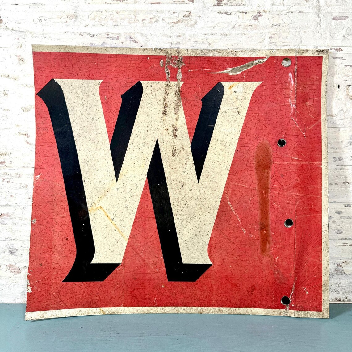 W Letter Fragment Sign Metal Textured - Etsy