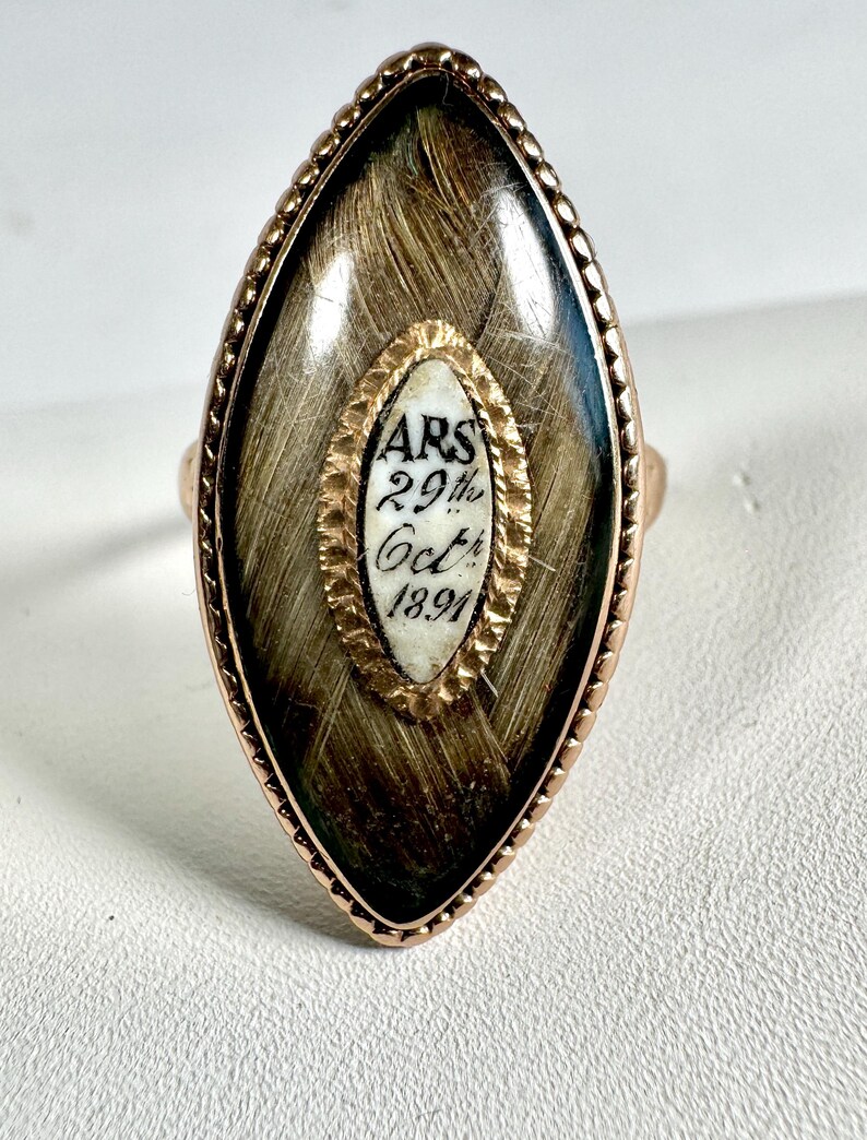 Antique 14k Gold Victorian Hair Memorial Ring Oct 1891, Born 1784 ...