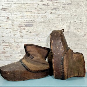 Early Rare BOG Boots / Clogs, Leather, Canvas & Wood - Etsy