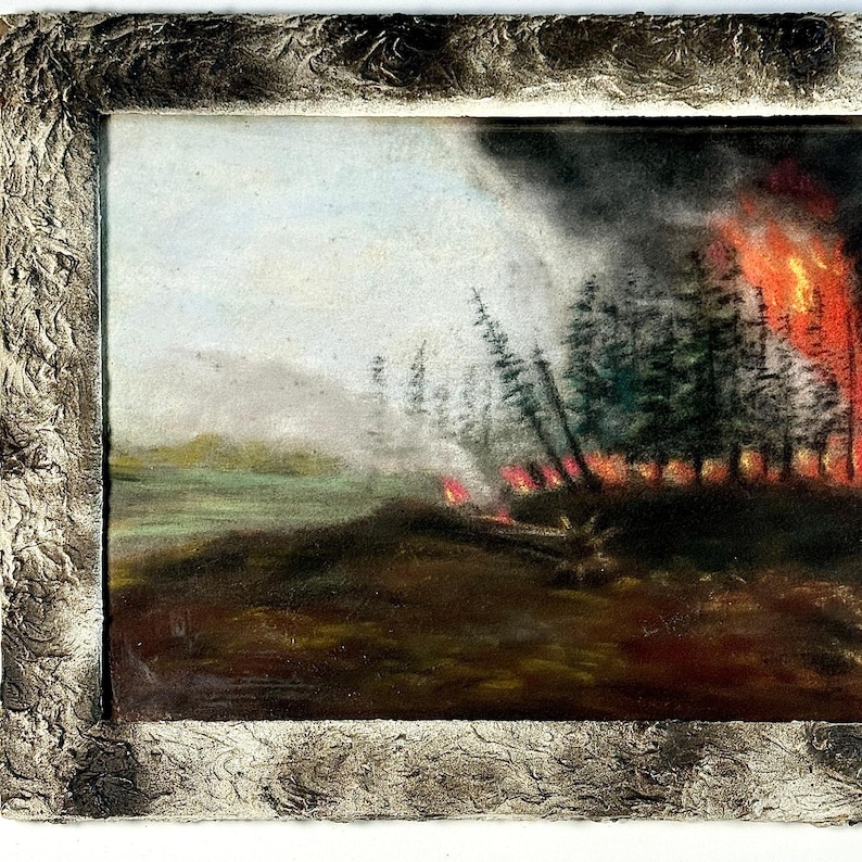 Pastel Forest Fire Drawing - Etsy