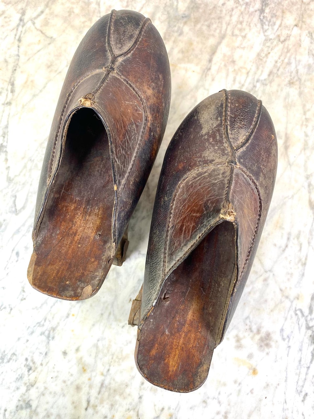 Chinese Wood Leather Metal Clogs 1900's - Etsy
