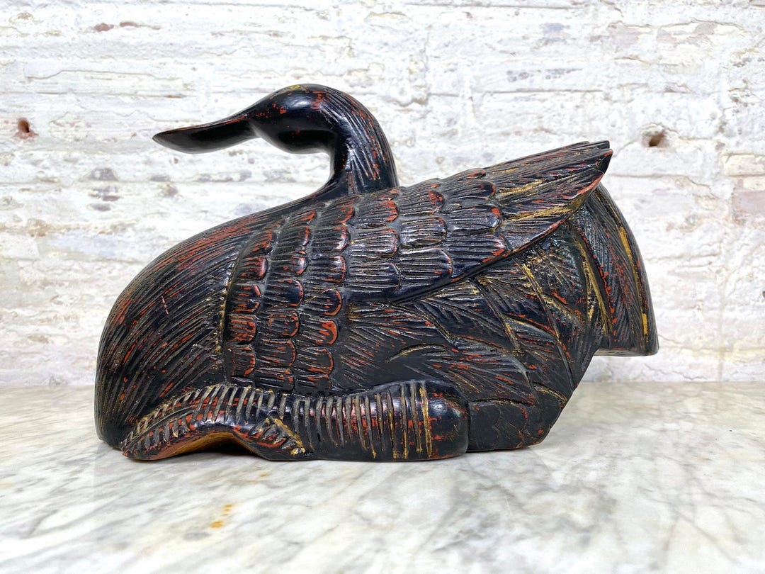 Vintage Hand Carved Wooden Mallard, 20th Century - Etsy