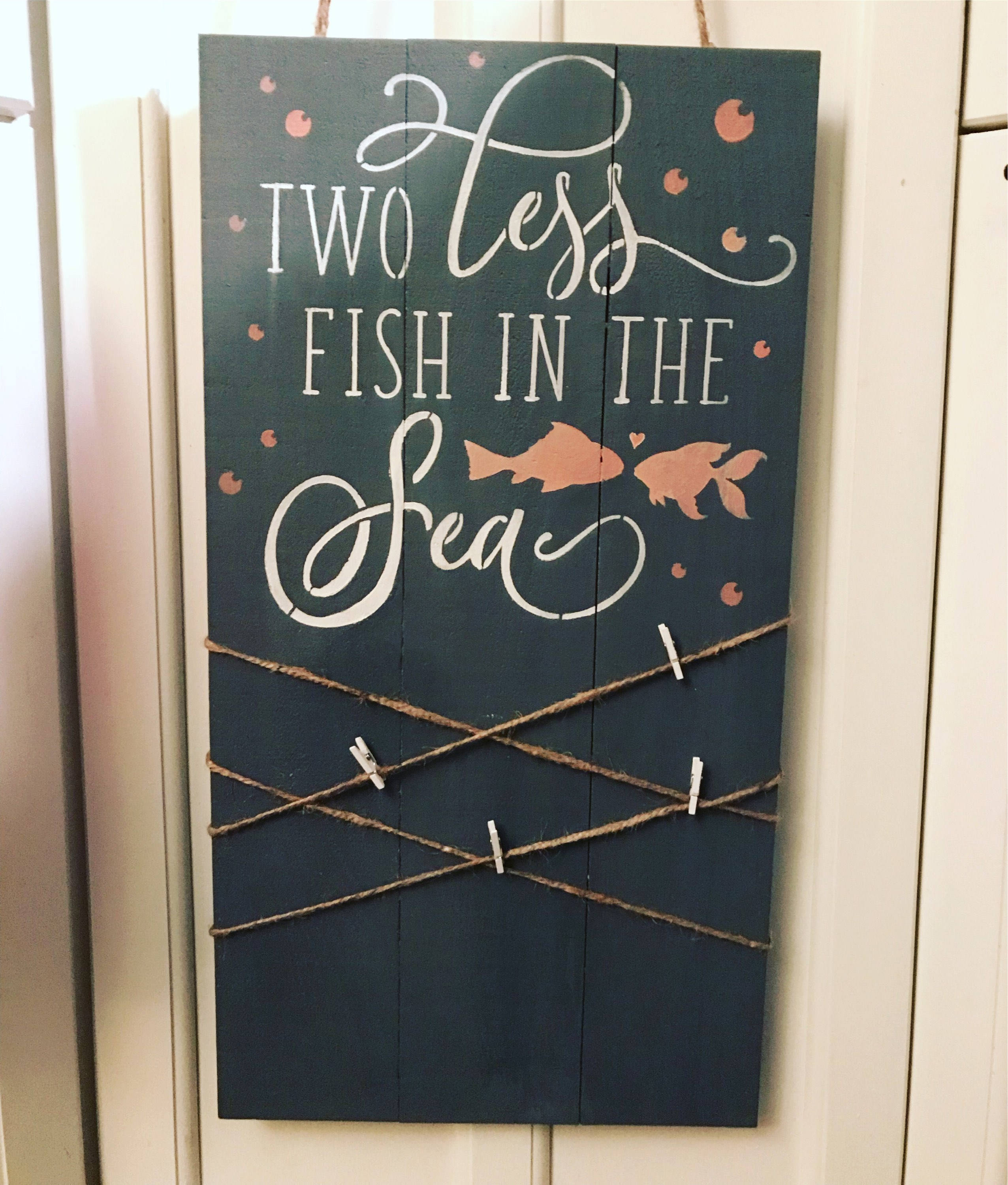 Two less fish in the sea Wedding sign Engagement | Etsy