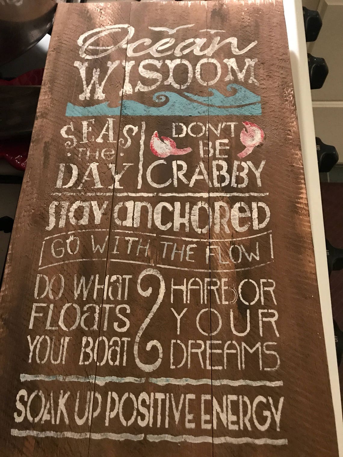 Ocean Wisdom Beach Sign on Wood Beach Decor Wood Sign - Etsy