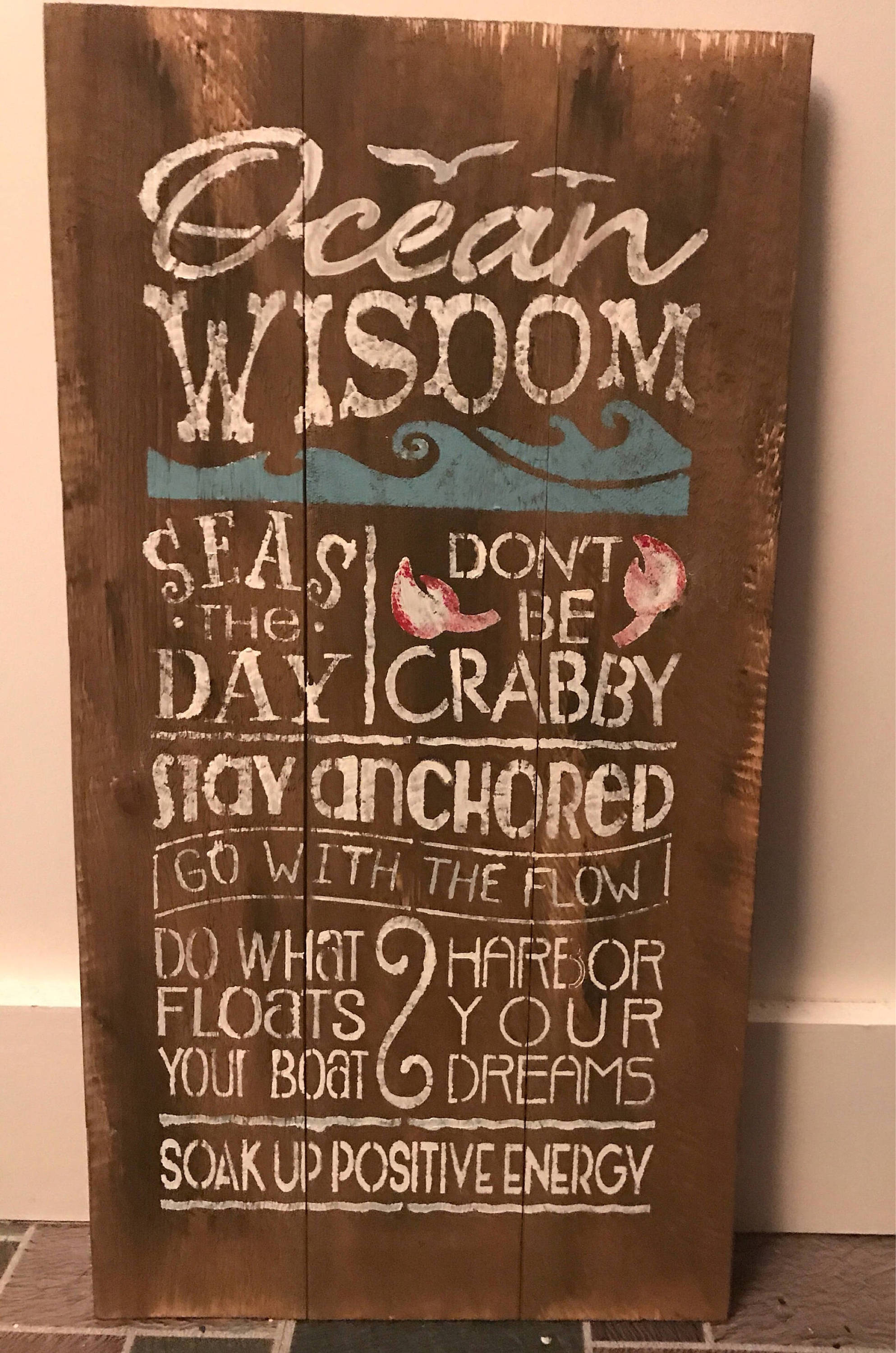 Ocean Wisdom Beach Sign on Wood Beach Decor Wood Sign - Etsy