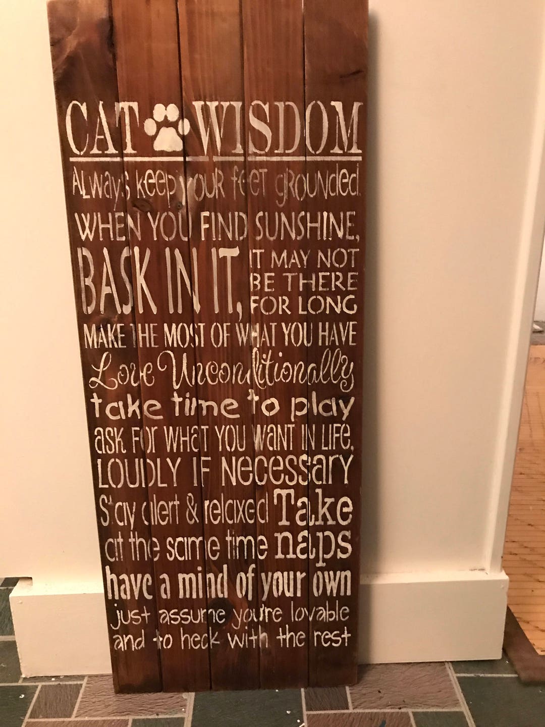 Cat Wisdom, Cat Sign, Kitten Sign, Cat Lover, Custom Pet Signs, Hand ...