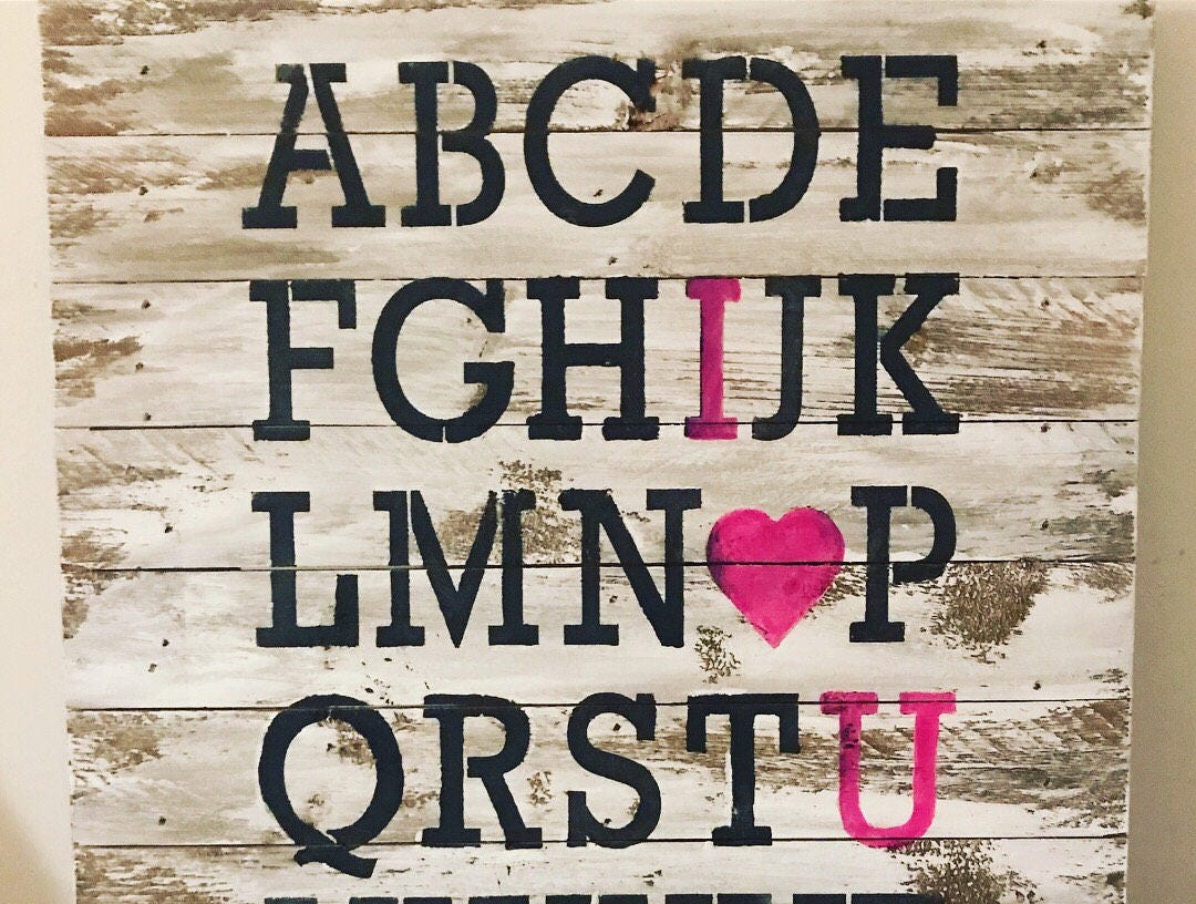 I Love You, Hand Painted Alphabet Sign on Wood, Valentine's Day Gift ...