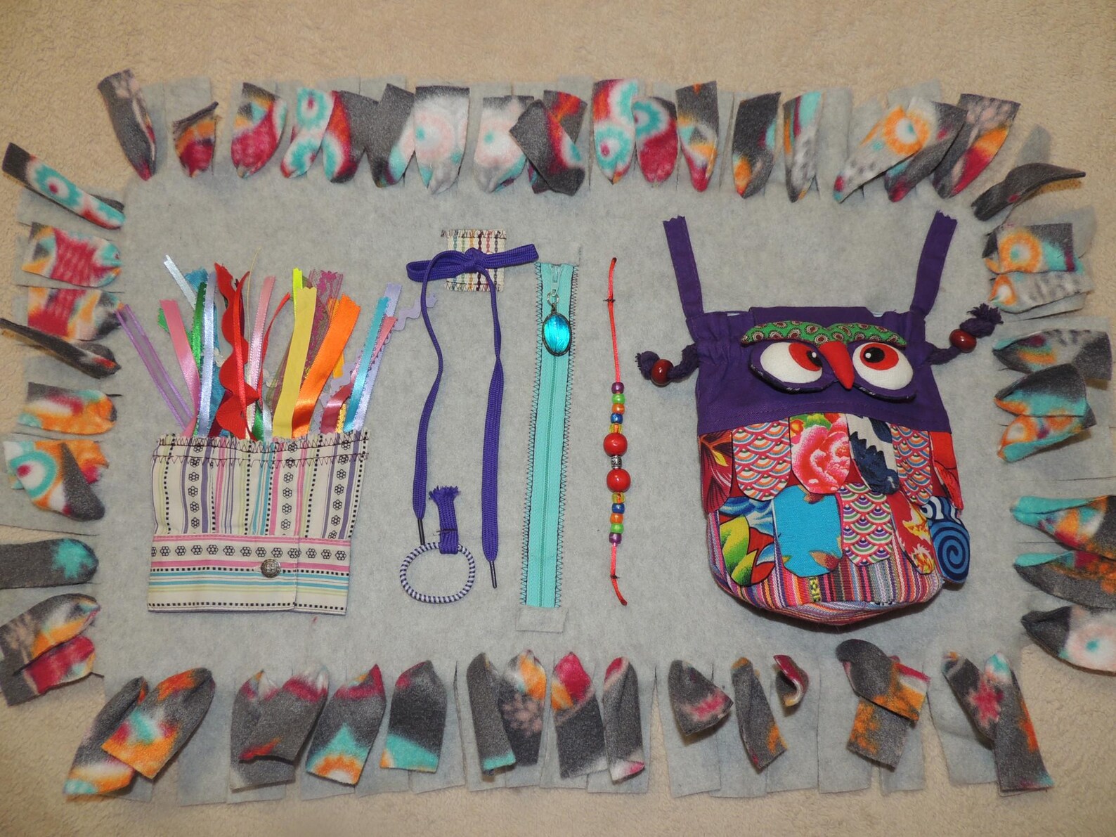 Fleece Fidget Sensory Mat Dementia OWL Theme - Etsy