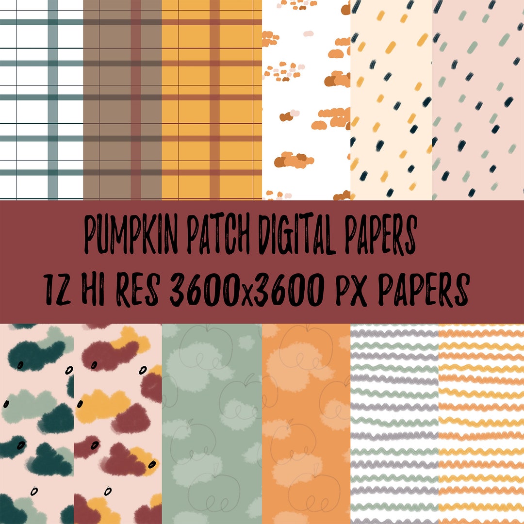Pumpkin Patch Digital Papers Abstract Art Fall Scrapbook - Etsy