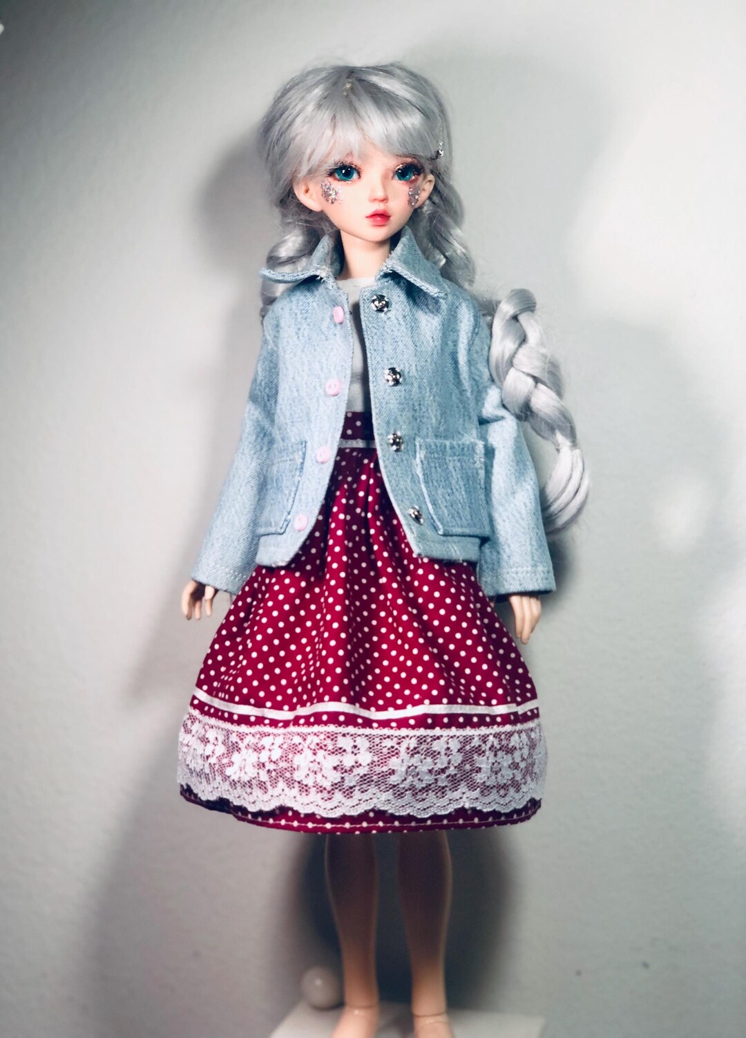 Minifee MSD 1/4 BJD Outfit or Clothes, Doll Denim Jacket and Skirt Set ...