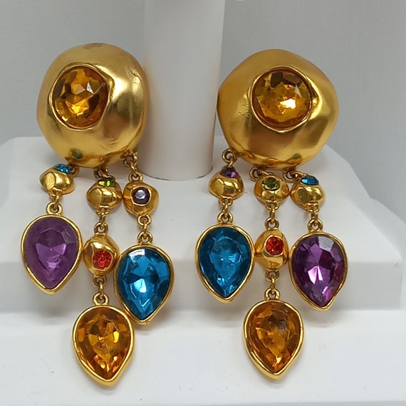 Vintage statement earrings clip - Gem
