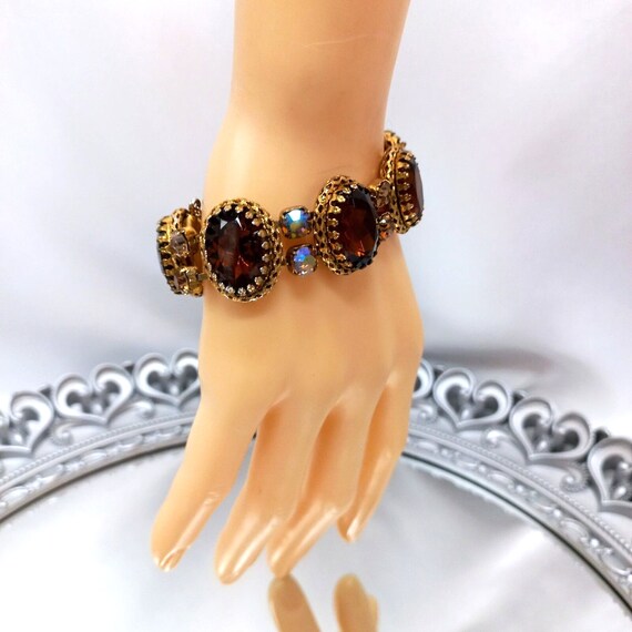 REGENCY vintage deep orange light brown rhinestone AB… - Gem