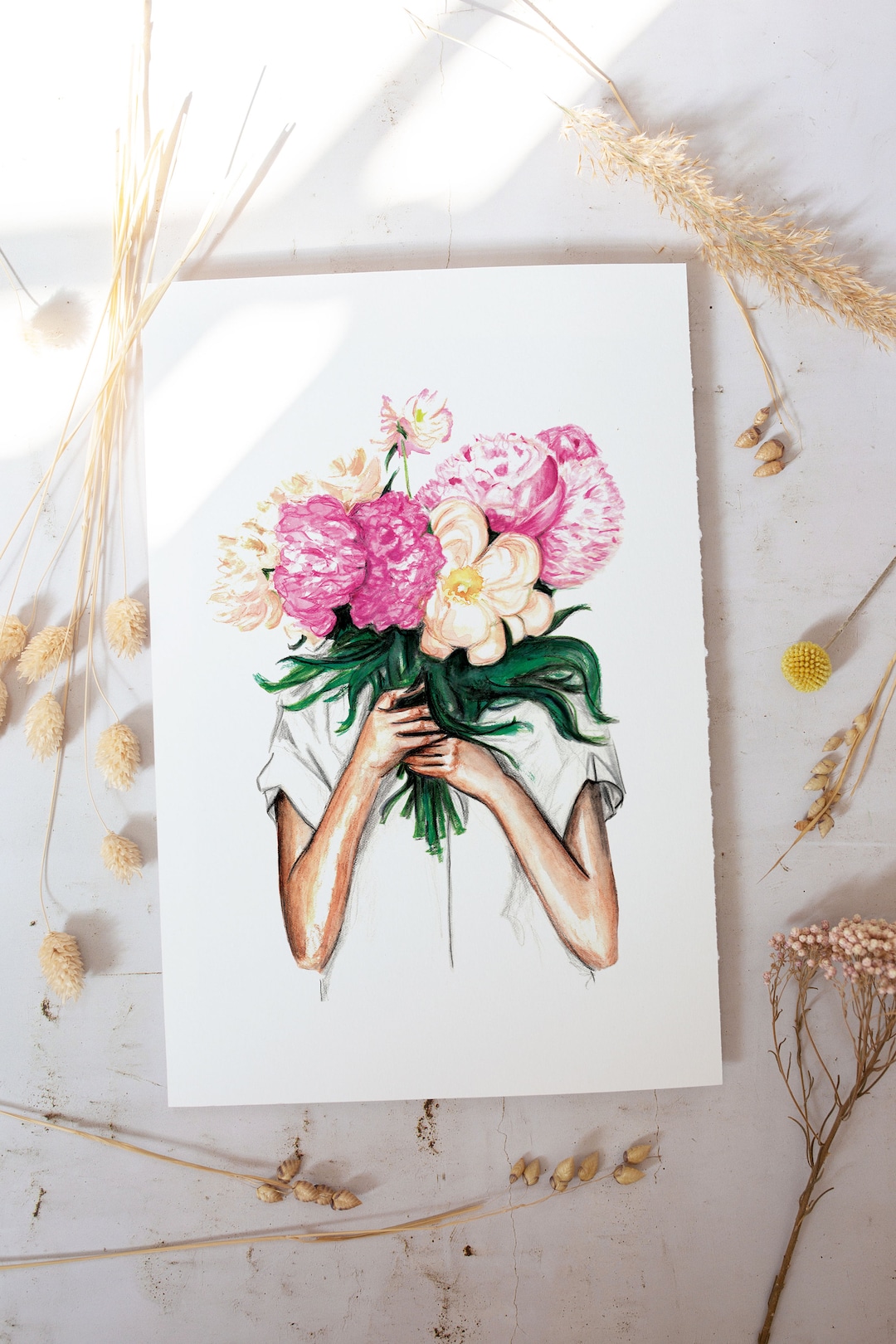 Spring Fashion Illustration Art Print Wall Art Botanical Art Watercolor ...