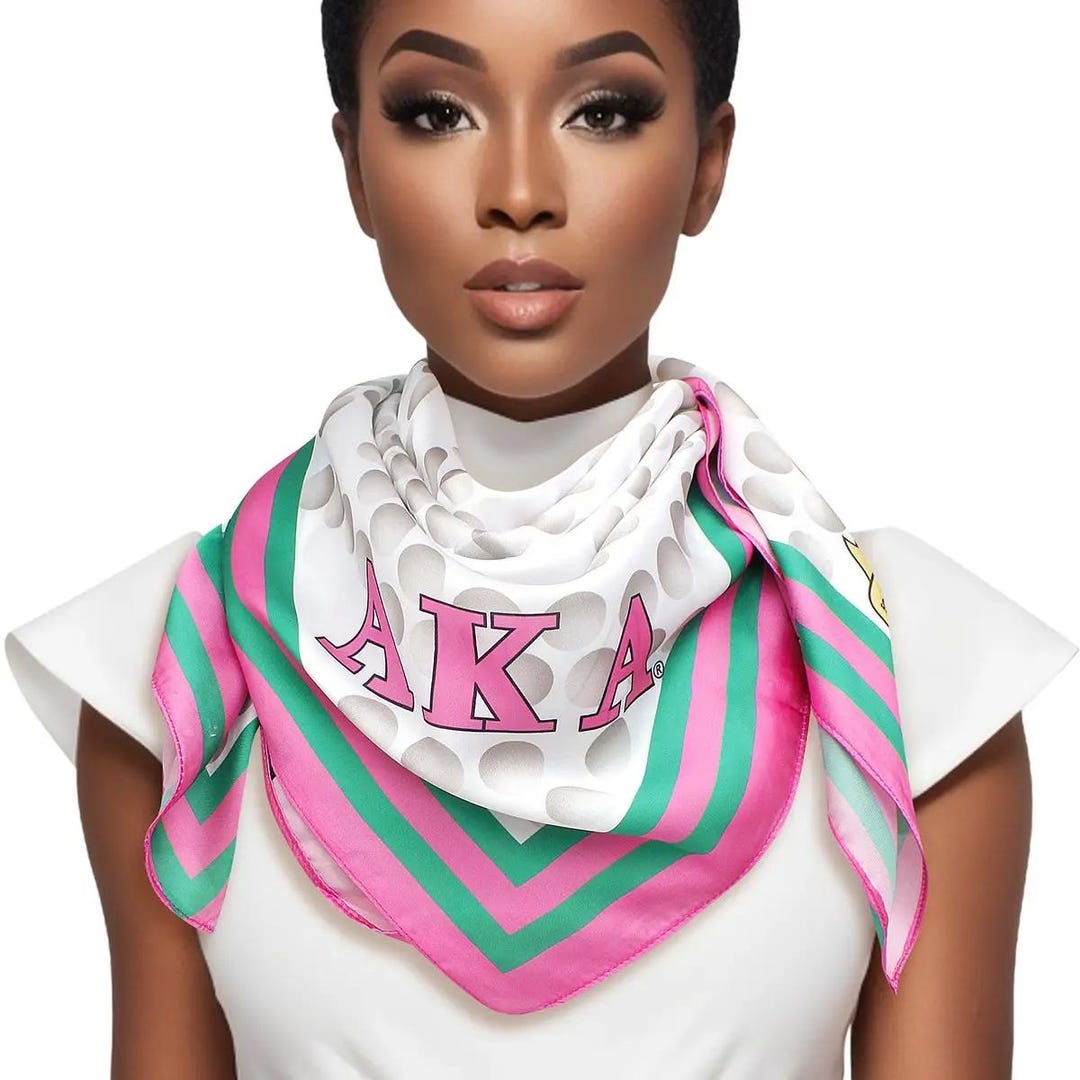 Elegant Alpha Kappa Alpha Sorority Silk Scarf – Pink & Green Polka Dot ...