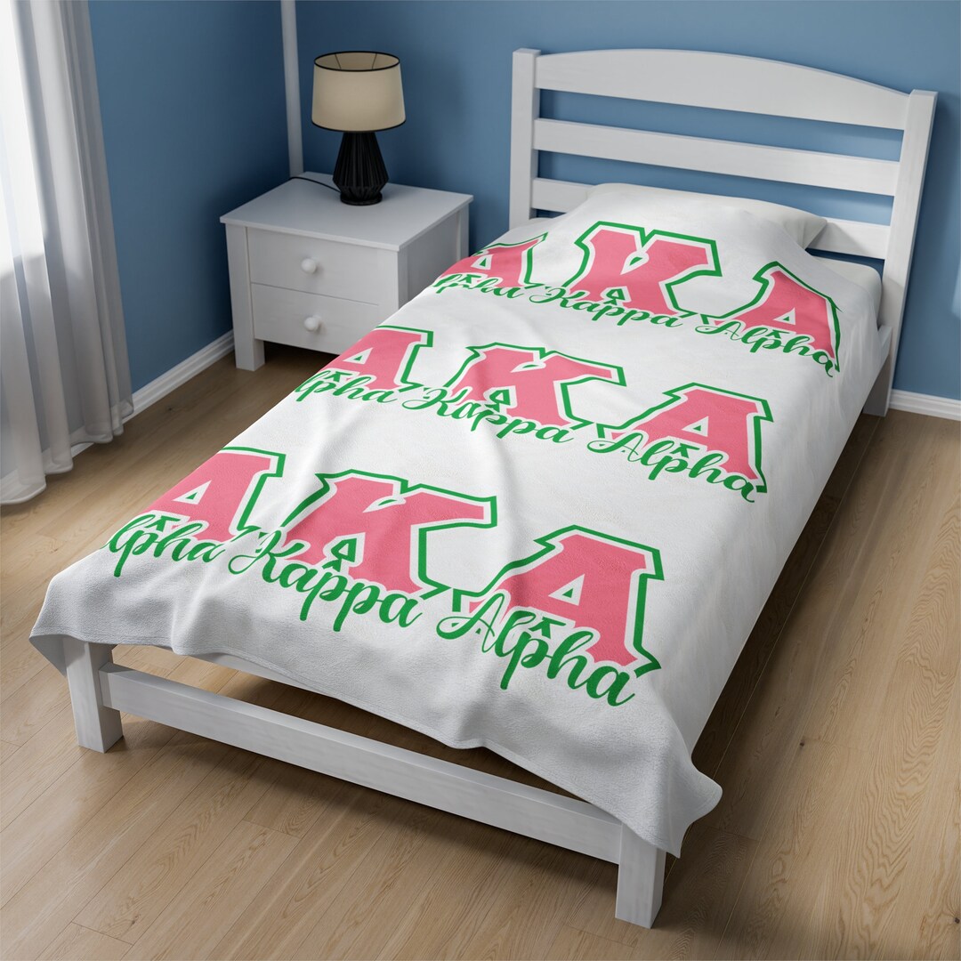 AKA Sorority Inspired Velveteen Plush Blanket, Alpha Kappa Alpha Greek ...