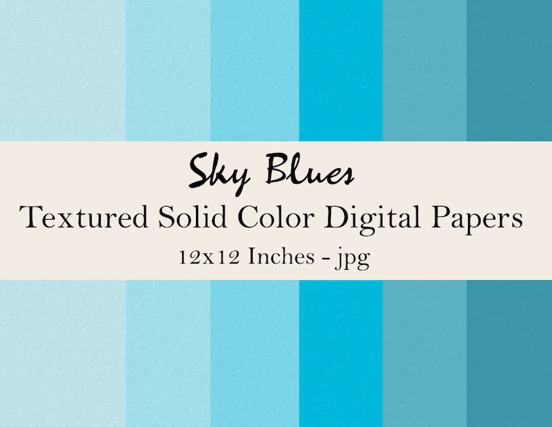 Bright Blue Paper Texture Digital Paper Pack, Sky Blue Digital Stickers ...