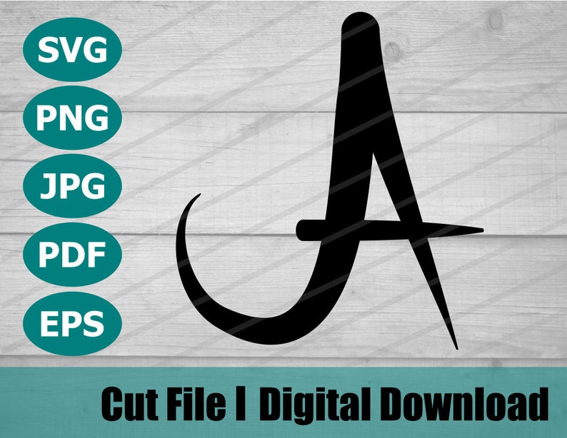 Curly Cursive Letter A SVG Cut File, PNG for Cricut, Letter A ...