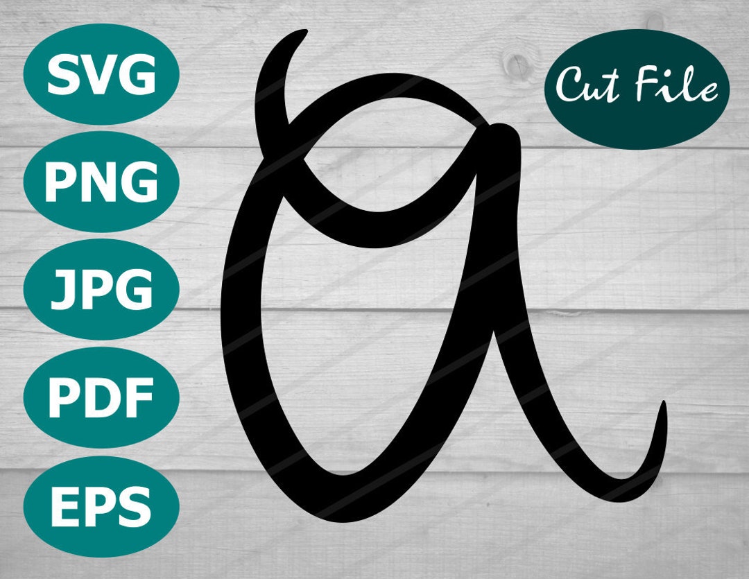 Cursive Letter A SVG Cut File, PNG for Cricut, Letter A Silhouette ...