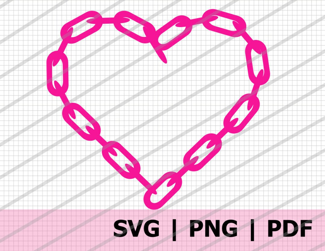 Heart Chain SVG Cut File Design, PNG, PDF for Cricut, Chained Heart ...