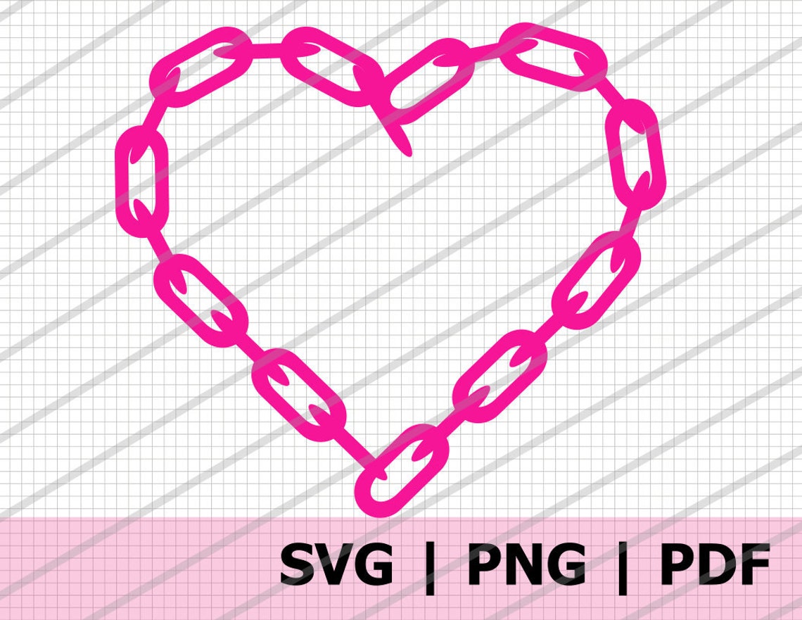 Heart Chain SVG Cut File Design, PNG, PDF for Cricut, Chained Heart ...