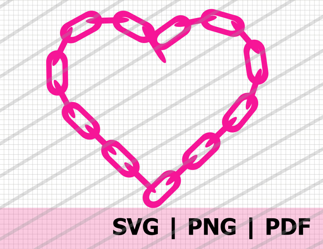 Heart Chain SVG Cut File Design PNG PDF for Cricut Chained | Etsy