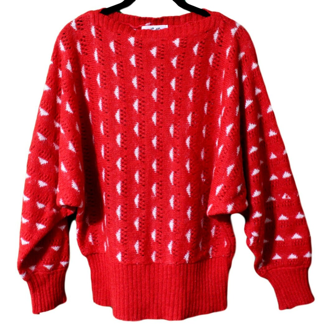 CLOVIS RUFFIN KNITS 1980s Loose Knit Batwing Sweater Red White - Etsy ...