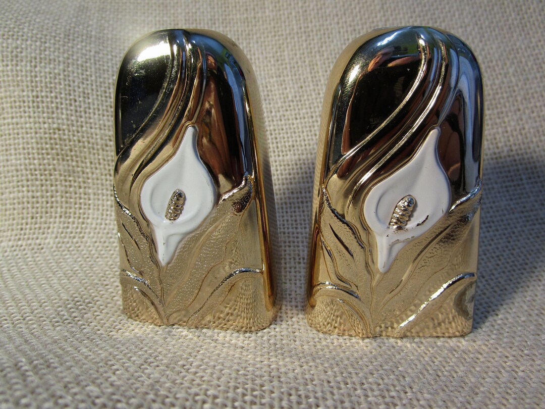Gold Colored Heavy Metal Salt and Pepper Shaker Set - Etsy