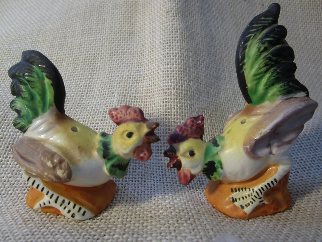 Fighting Cocks Salt and Pepper Shaker Set - Etsy