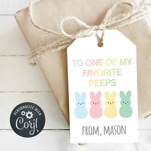 To One of My Favorite Peeps, Easter Gift Tag, Bunny Peep Tag, School ...