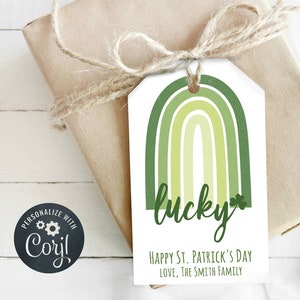 St. Patrick's Day Gift Tag, Lucky Shamrock, St. Paddy's Day Watercolor ...