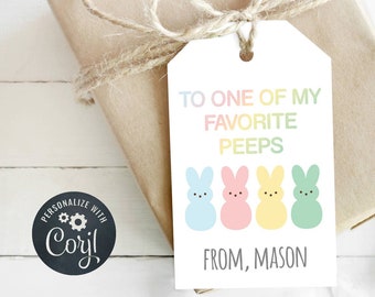 You Are One of My Favorite Peeps Easter Gift Tag, Bunny Peep Tag ...
