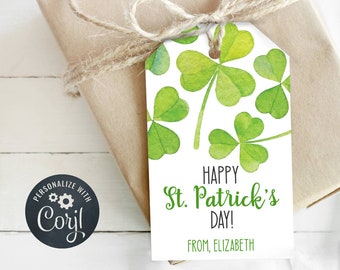 St. Patrick's Day Gift Tag Lucky Shamrock St. | Etsy