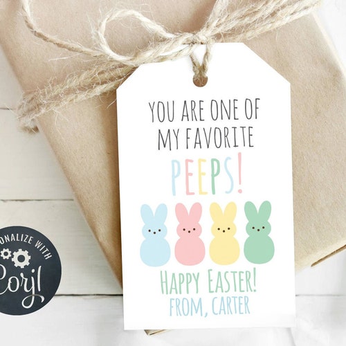 You Are One of My Favorite Peeps Easter Gift Tag Bunny Peep - Etsy