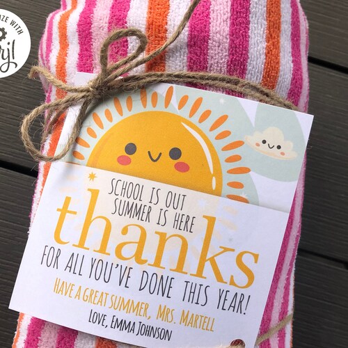 Editable Teacher Appreciation Gift Tag Thank You Tag Summer - Etsy