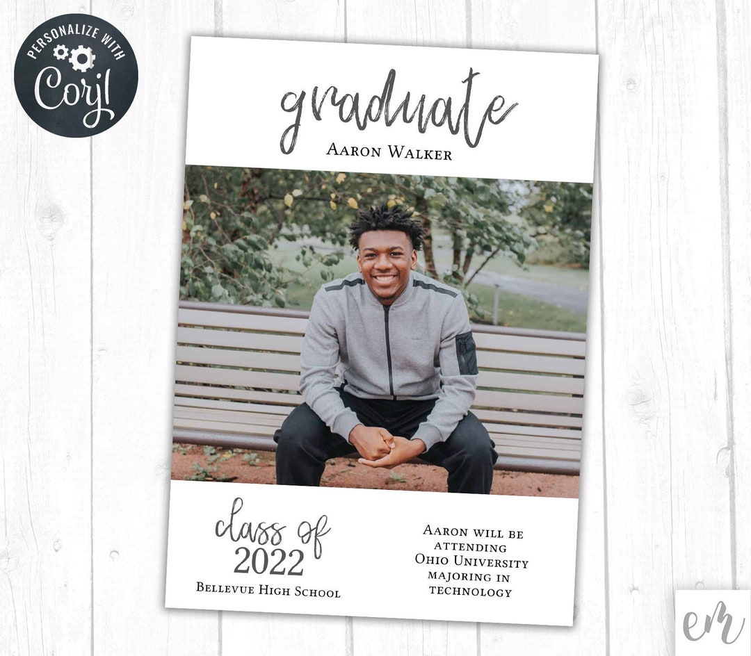 Photo Graduation Announcement Template, Graduation Invitation, Modern ...