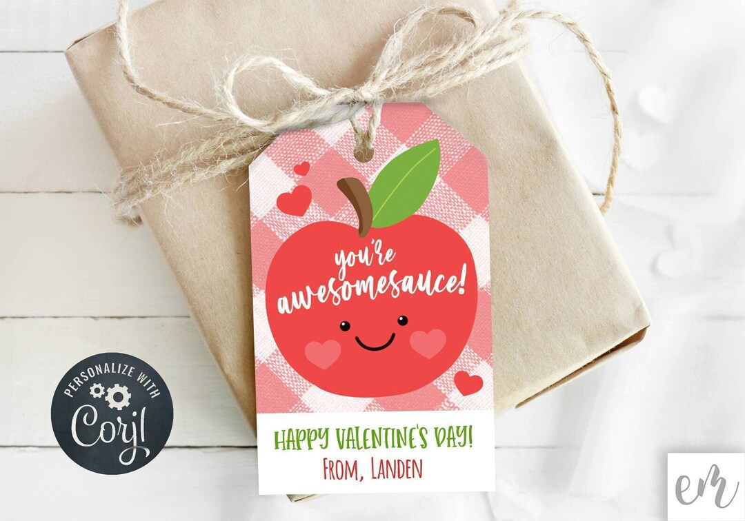 Valentine's Day Applesauce Pouch Tag, You're Awesomesauce! Fun, Cute ...